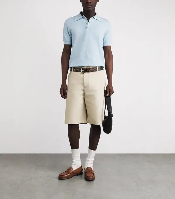Casablanca Cotton-blend Pointelle Monogram Polo Shirt