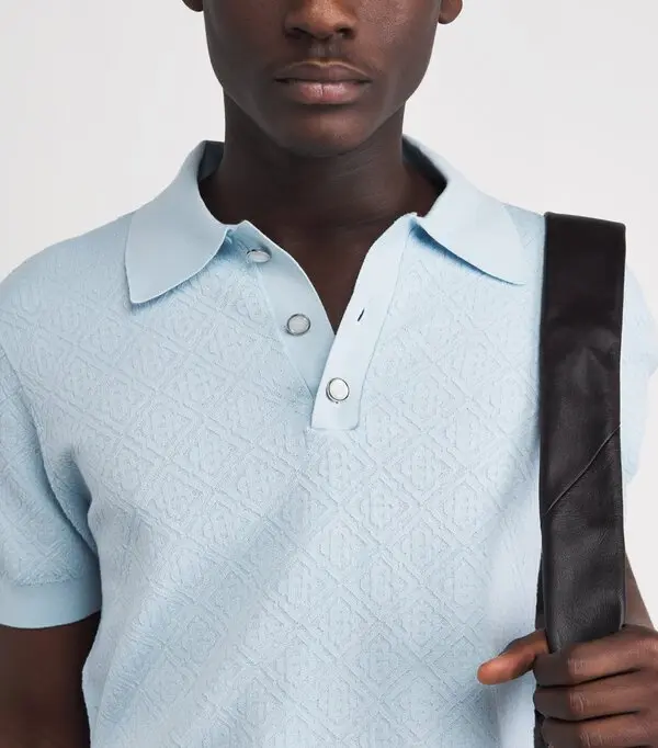 Casablanca Cotton-blend Pointelle Monogram Polo Shirt