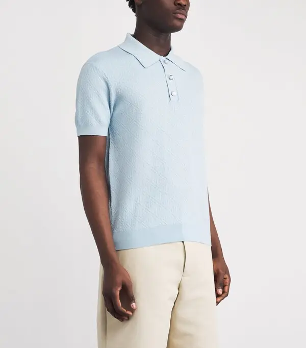 Casablanca Cotton-blend Pointelle Monogram Polo Shirt