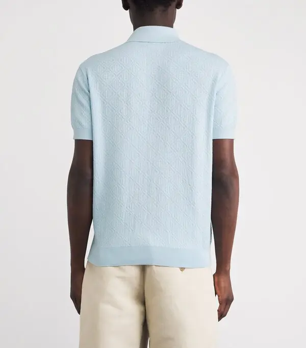 Casablanca Cotton-blend Pointelle Monogram Polo Shirt