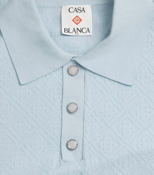 Casablanca Cotton-blend Pointelle Monogram Polo Shirt