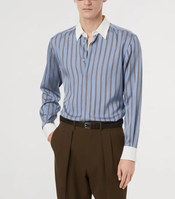 TOM FORD Silk Regent Stripe Shirt - Blue