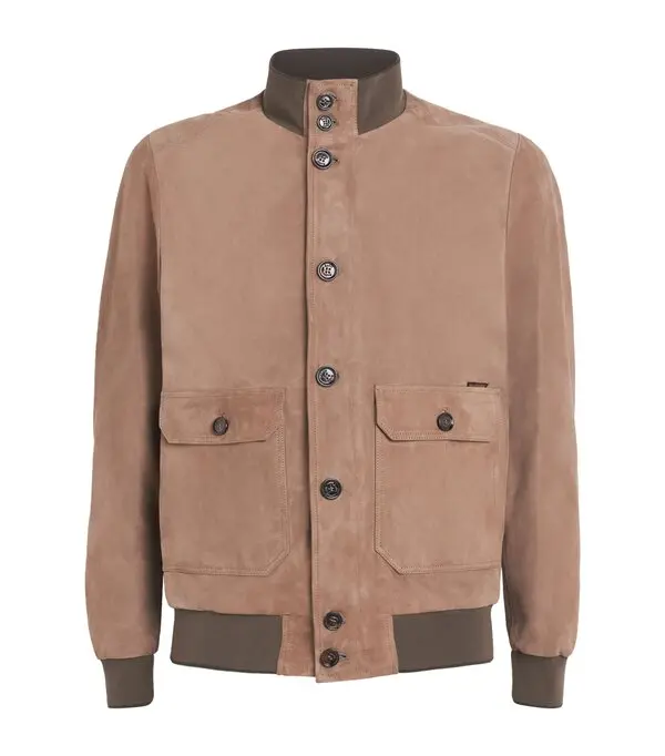 MOORER Suede Field Jacket - Brown