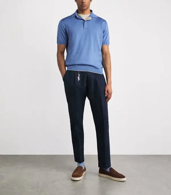 Paul & Shark Wool-silk Polo Shirt - Blue