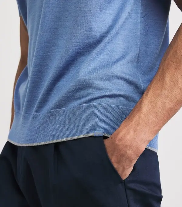 Paul & Shark Wool-silk Polo Shirt - Blue