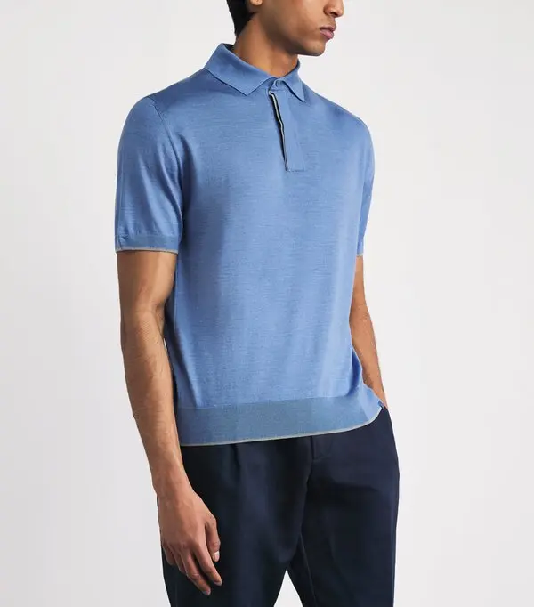 Paul & Shark Wool-silk Polo Shirt - Blue