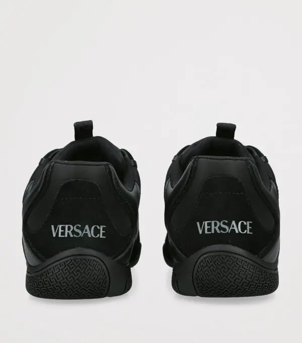 Versace Suede And Mesh Low-top Trainers - Black