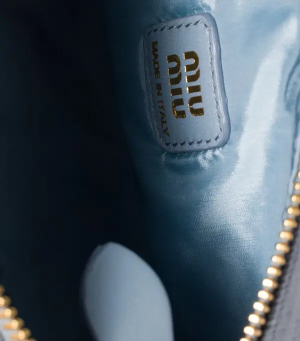 Miu Miu Cotton Gabardine Pouch With Logo - Turquoise