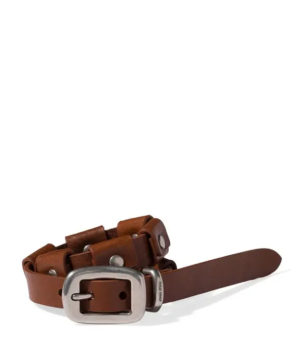 Miu Miu Calfskin Buckle Bracelet - Brown