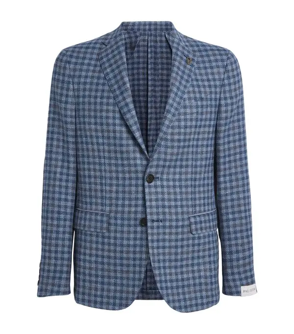 Pal Zileri Wool-linen Check Brera Blazer - Blue
