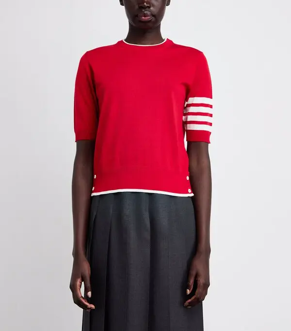 Thom Browne Wool-blend 4-bar Short-sleeve Sweater