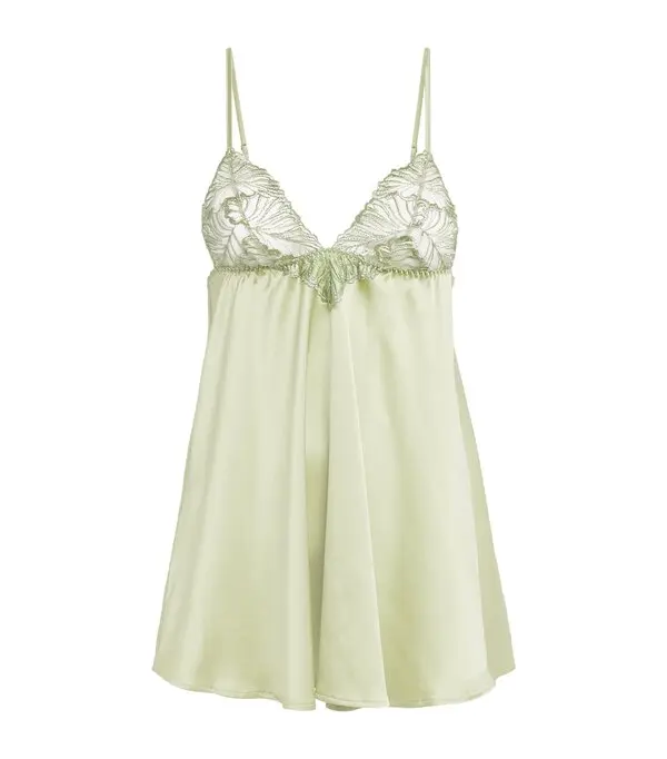 COCO DE MER Laurel Babydoll Slip Dress - Green