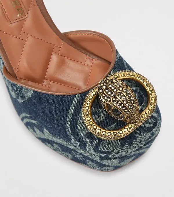 Kurt Geiger Embellished Denim Platform Heels - Blue