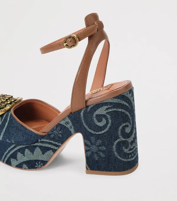 Kurt Geiger Embellished Denim Platform Heels - Blue