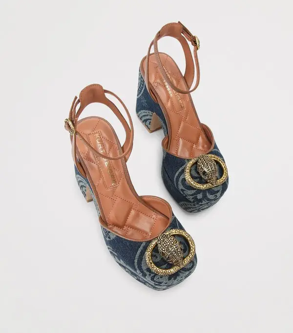 Kurt Geiger Embellished Denim Platform Heels - Blue