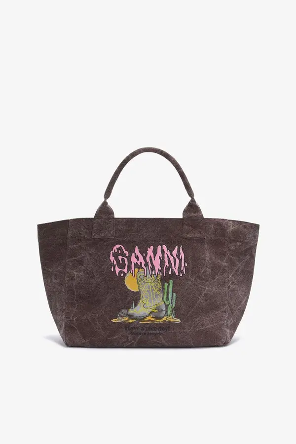 GANNI Medium Western Boot Tote - Brown