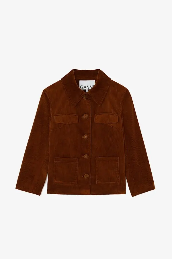 GANNI Short Sleeve Blazer - Brown