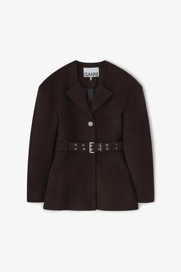 GANNI Wool Jacket - Brown