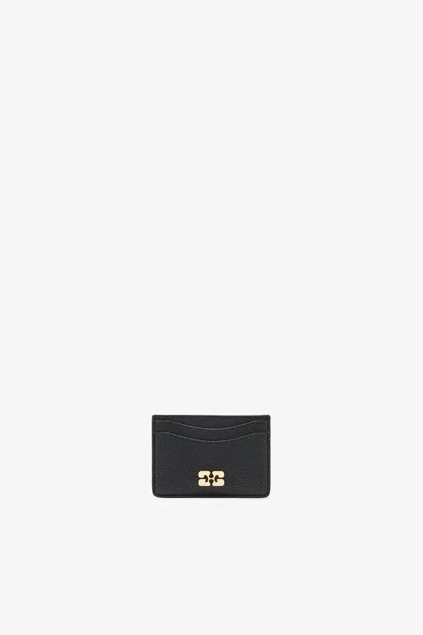 GANNI Bou Card Holder With Heart Studs - Black