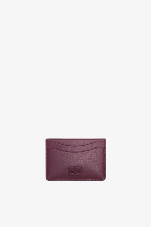 GANNI Bou Card Holder - Burgundy Red