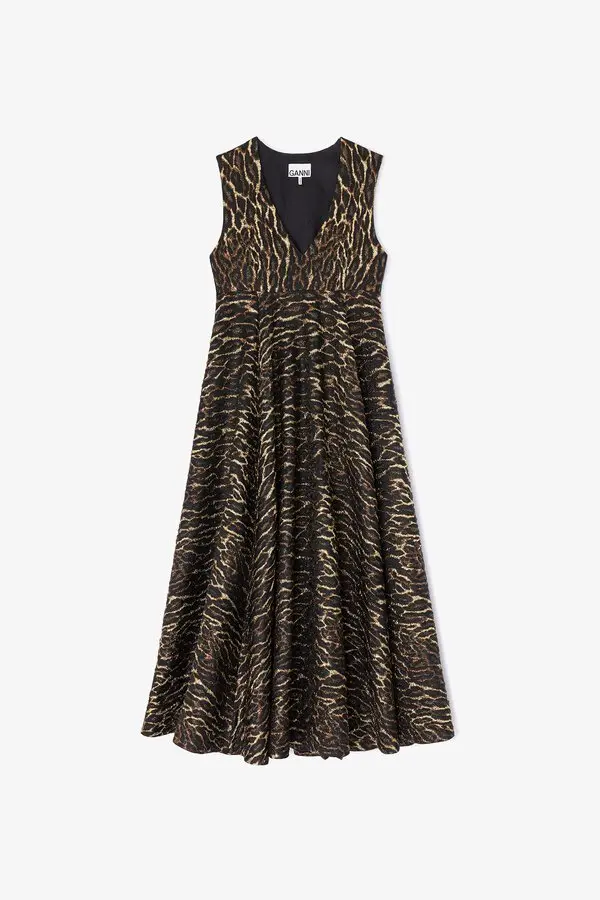 GANNI Metallic Cloque Dress