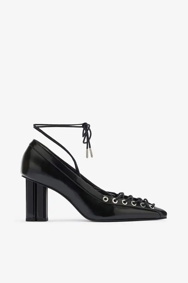 GANNI Lace Up High Heel Pumps - Black