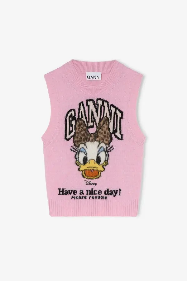 GANNI X Disney Daisy Duck Wool Vest - Pink