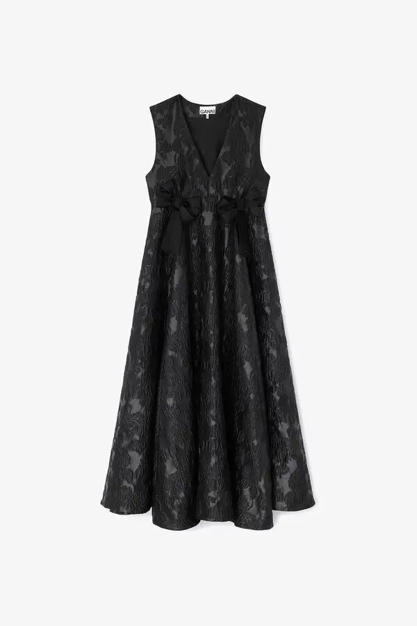 GANNI Satin Cloque Long Dress