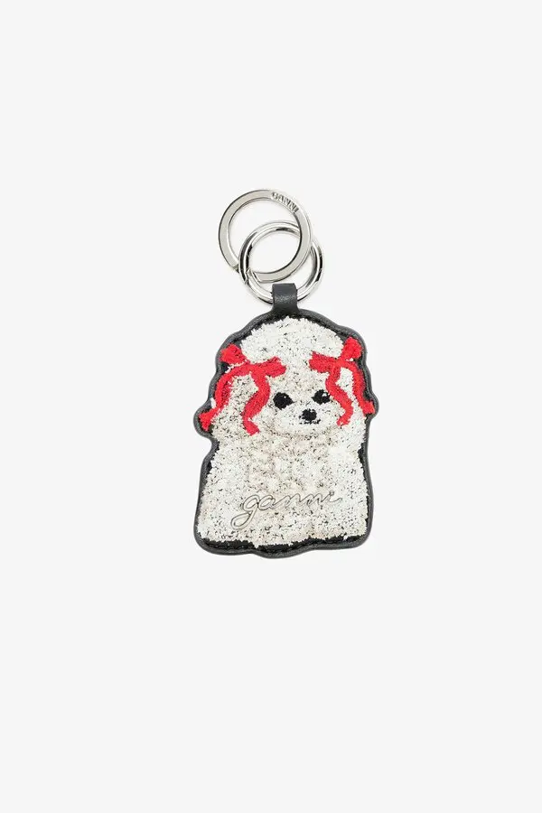 GANNI Joy Dog Bow Keyring - Black