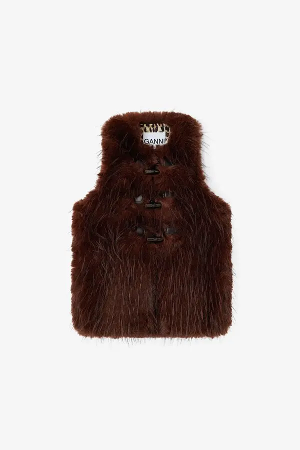 GANNI Crochet Hem Vest - Brown