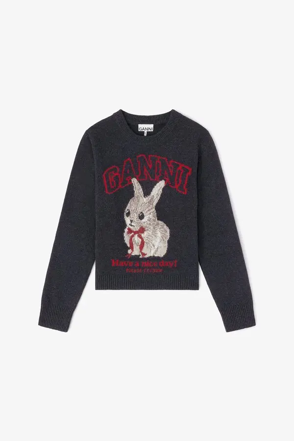 GANNI Graphic Wool Sweater - Mixed