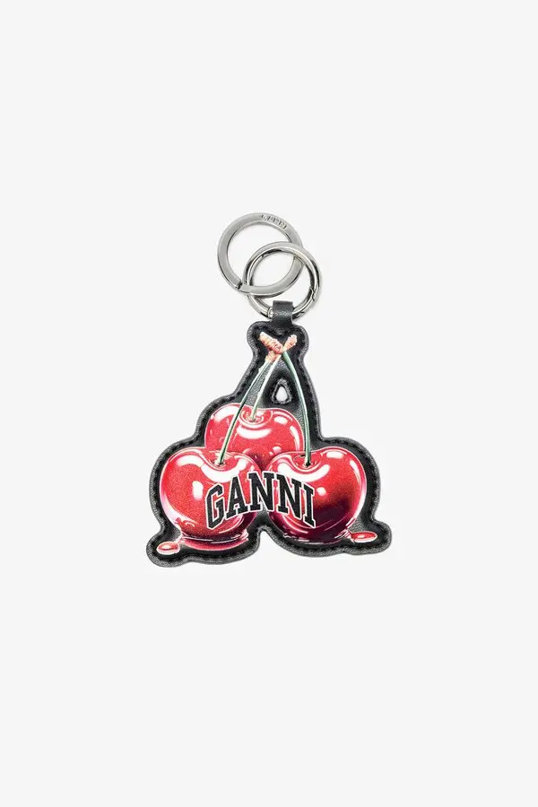 GANNI Joy Cherry Keyring - Black