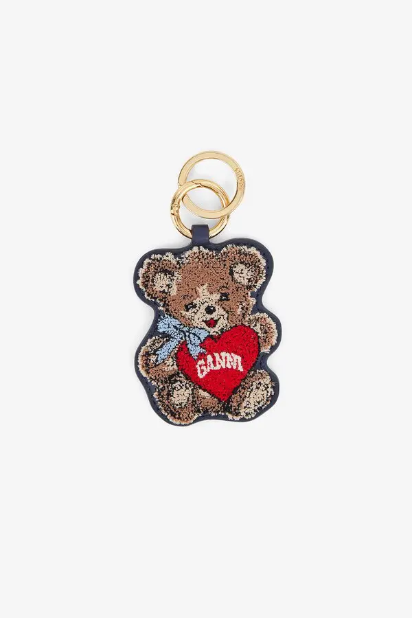 GANNI Joy Bear Keyring - Black/iris