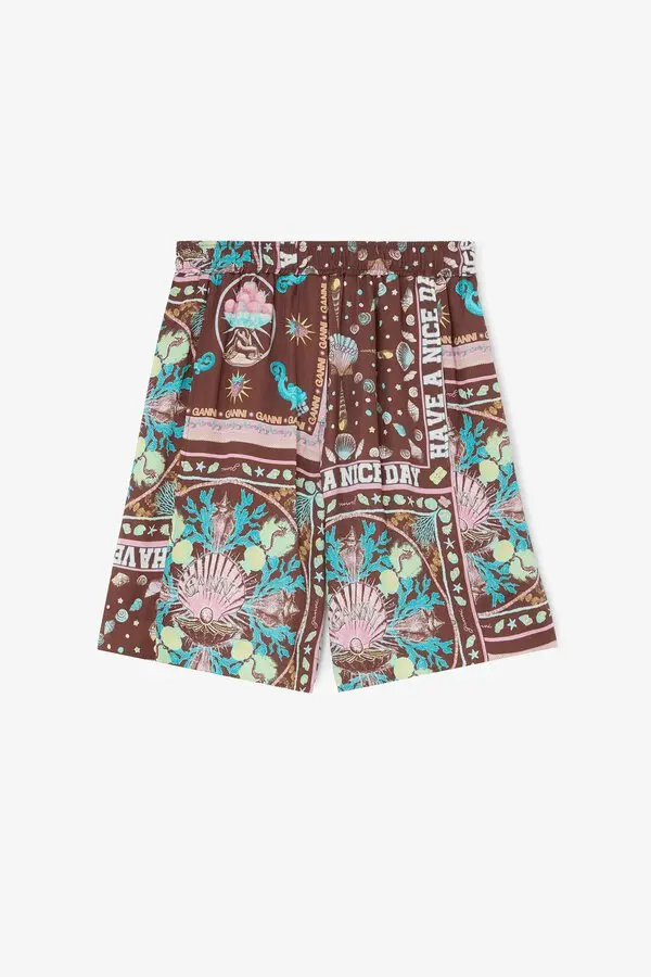 GANNI Relaxed Fit Shorts - Brown