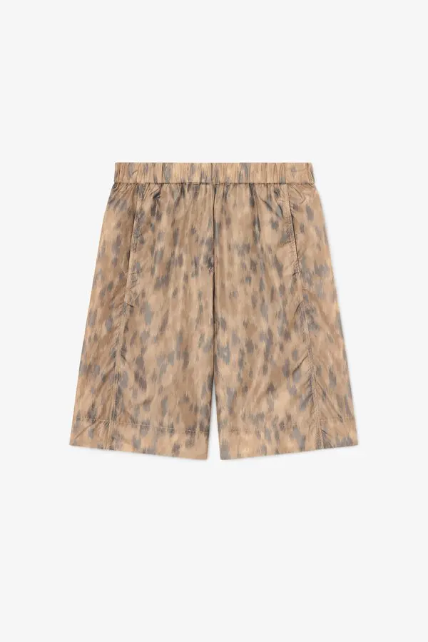 GANNI Printed Elasticated Waist Shorts - Burro