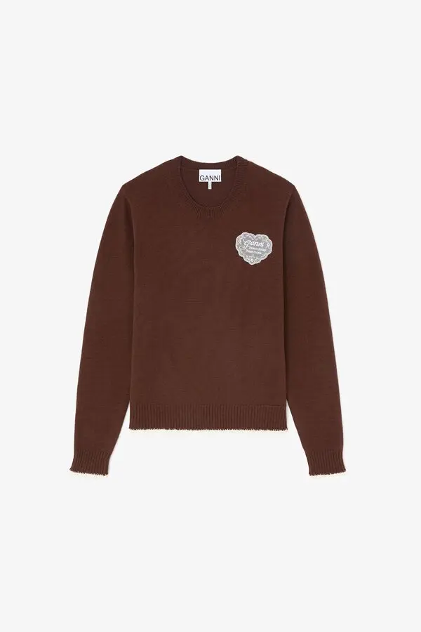 GANNI Graphic Print Sweater - Brown