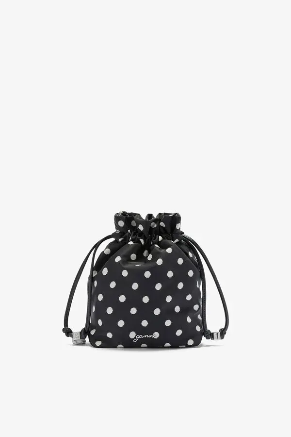 GANNI Printed Bucket Pouch - Black