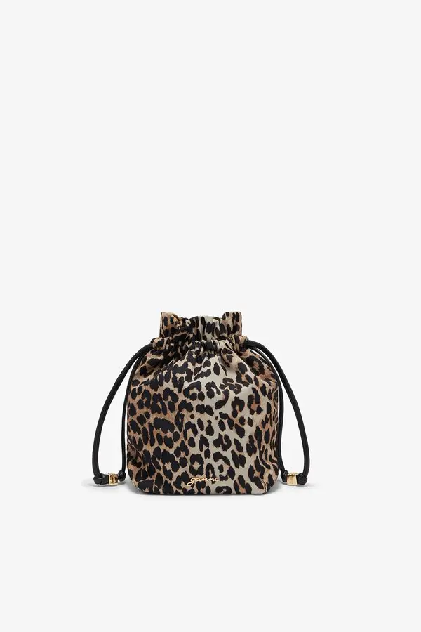 GANNI Printed Bucket Pouch - Brown
