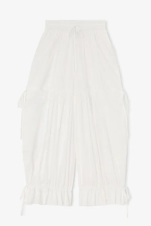 GANNI Tailored Wide Leg Trousers With Zip Closure - White
