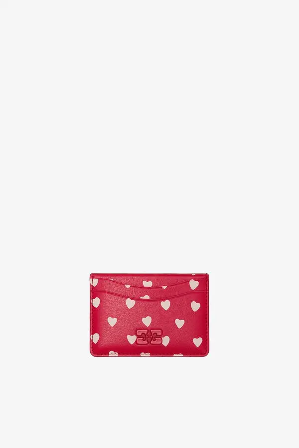 GANNI Bou Card Holder With Dots - Red