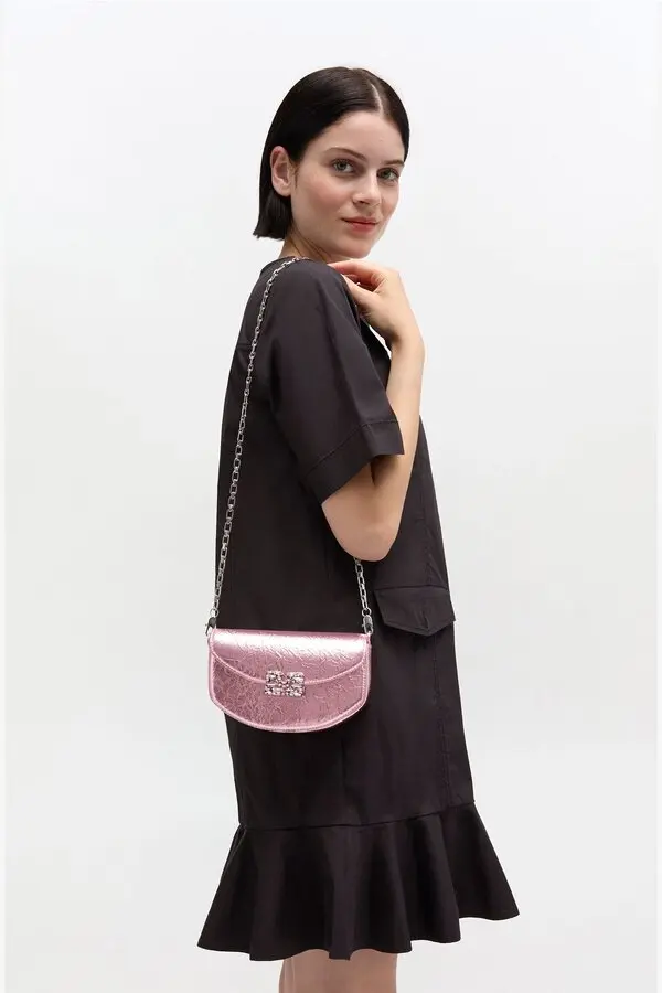 GANNI Lulu Wallet On Chain - Pink