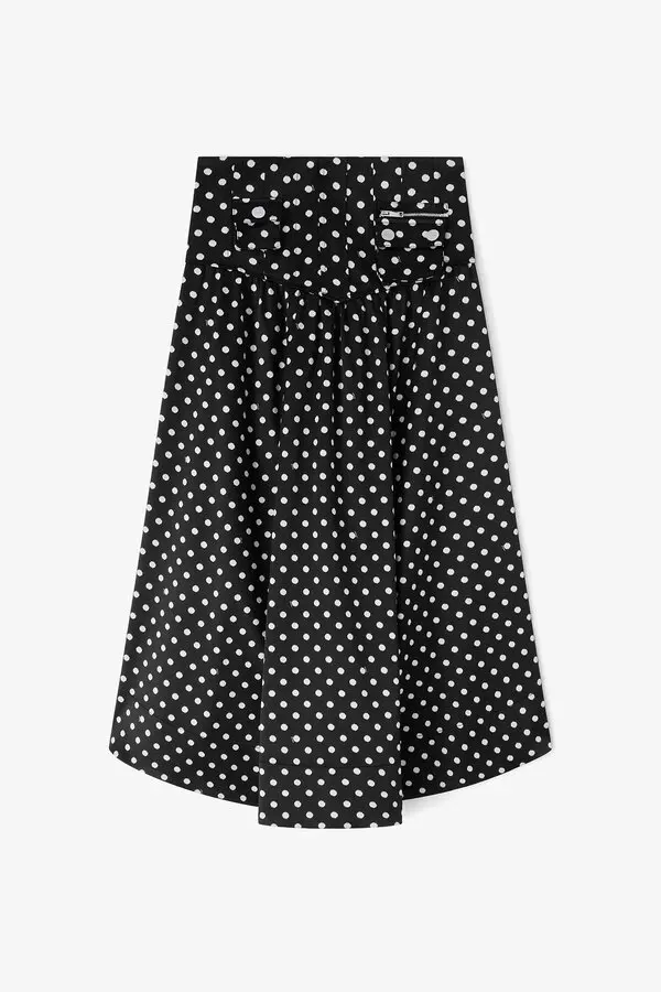GANNI Polka-dot Satin Skirt - Black