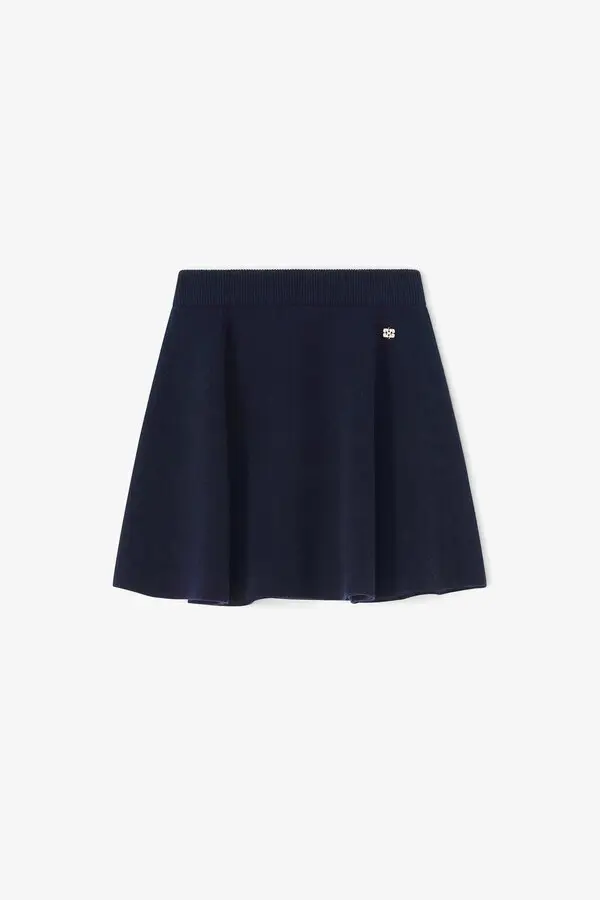 GANNI Cashmere Wool Mini Skirt - Navy