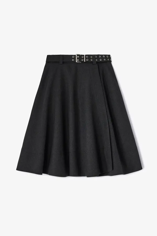 GANNI Wool Suiting Wrap Skirt - Mixed