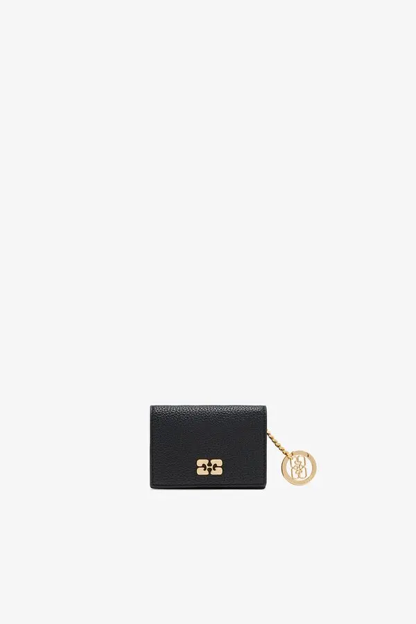 GANNI Bou Card Holder With Flap - Black