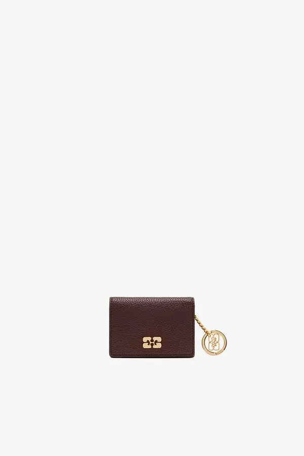 GANNI Bou Card Holder With Flap - Brown