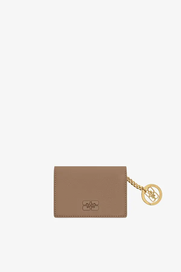 GANNI Bou Card Holder With Flap - Coca Mocha