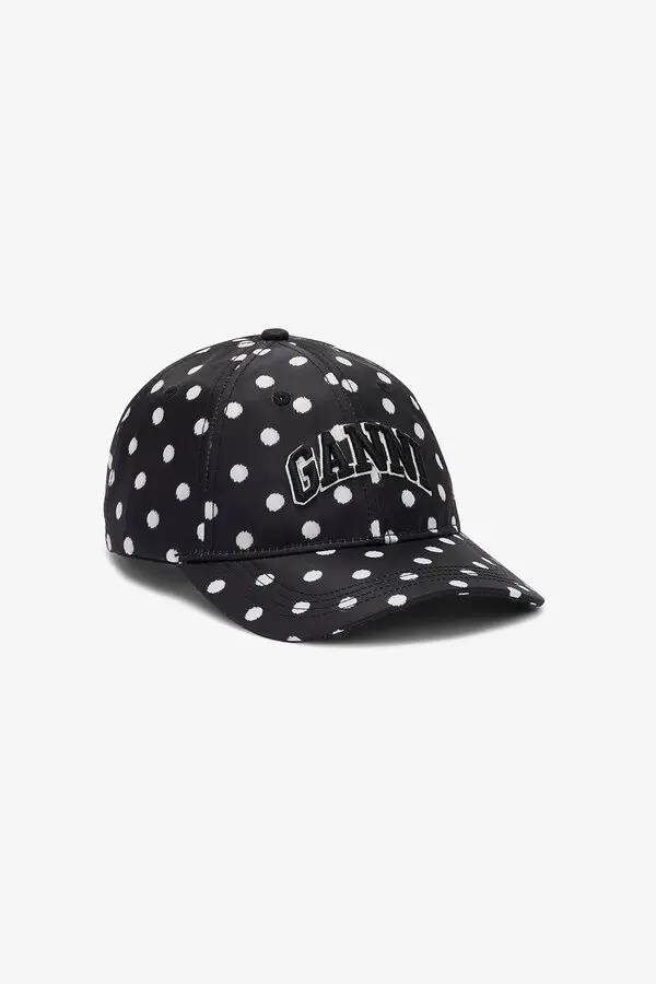 GANNI Printed Nylon Cap - Black