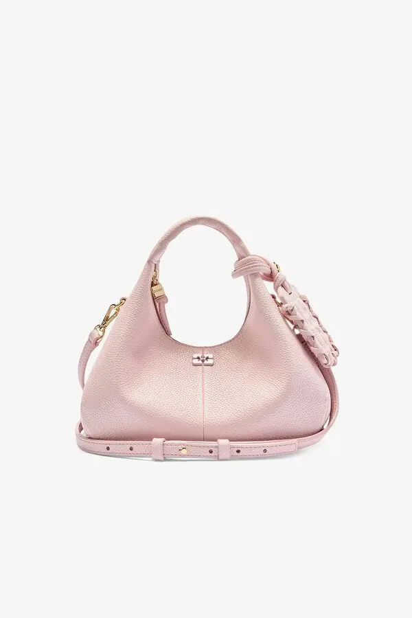 GANNI Grained Mini Hobo Bag - Pink