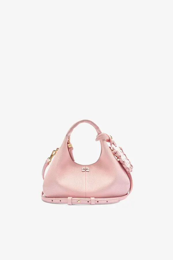 GANNI Grained Mini Hobo Bag - Pink